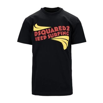 Dsquared2 Herren Grafik Baumwoll T-Shirt - - Tops - Herren - Schwarzk - S