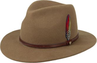 Stetson Rantoul Hut Wollfilz Outdoor Schmutz- und Wasserabweisend Damen Herren Sommer Winter Dunkelbeige XL (60-61 cm)