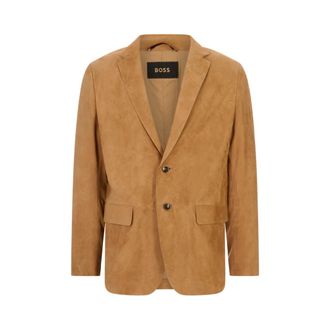 HUGO BOSS Homme, Vestes, Brun, Taille: M Blazer en daim avec surpiq&ucirc;res AMF