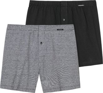 Schiesser Herren 2 PACK Boxershorts Baumwolle Jersey weich Multipack - Jerseyboxer, schwarz_168446, 4/ S