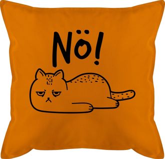 Shirtracer Kissen 50x50 - N&ouml; Katze I Lustiges Katzenmotiv I Geschenk Katzenbesitzer I Katzenfan - 50 x 50 cm - Orange - Motiv katzenkissen spr&uuml;che Katzen cat m&auml;n