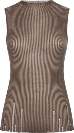 Uma Wang UMA Wang, Femme, Tops, Brun, Taille: 40 FR Ribbed Distressed Top