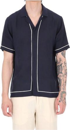 Orlebar Brown Homme, Chemises, Bleu, Taille: XL Camicia in lino double piping mod. Maitan