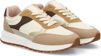 Shoes & Blues Chaussures de sport pour femme au design moderne et polyvalent, avec finition brillante, semelle large dent&eacute;e., Camel, 38 EU