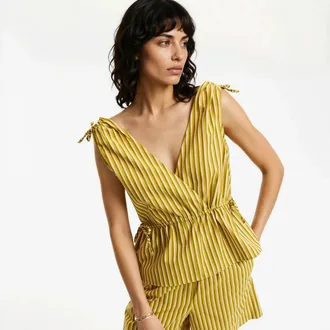 La Redoute Collections Top Sans Manches Ray&eacute; Col V