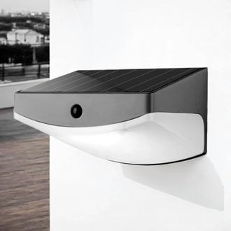 Licht-Erlebnisse LED Solarleuchte Wand mit Bewegungsmelder IP44 Dunkelgrau kompakt blendarm wetterfest TSUNADE Wandlampe außen Solarlampe
