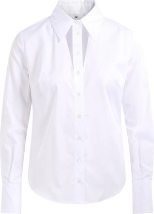 Elisabetta Franchi Femme, Blouses et Chemises, Blanc, Taille: 42 FR Chemise en coton avec d&eacute;coupe et broderie