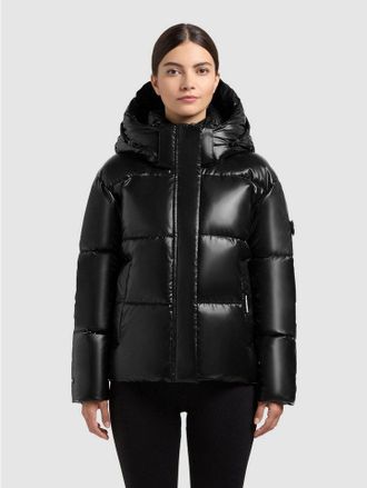 Khujo Steppjacke DEVINA2 SHINY abnehmbare Kapuze, Windschutzblende mit Magnetverschluss