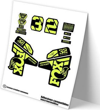 Generico Ref: VP465 Aufkleber, kompatibel mit FOX 32 STEP CAST FACTORY 2021-22 MTB, Sticker, Aufkleber, Mountainbike-Vinyl. (FLUOR-YELLOW)