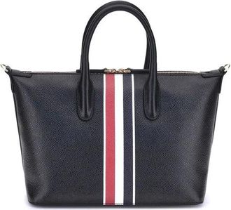 Thom Browne Homme, Sacs, Noir, Taille: ONE Size Bandeaux Color&eacute;s Sac &agrave; Main Duffle en Cuir