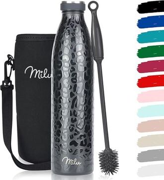 Milu Bouteille deau en Acier Inoxydable - Double paroi isol&eacute;e sous vide - Bouche Standard Gourde - 350ml 500ml / 750ml / 1000ml/ 1.5l - sans BPA - Thermo G