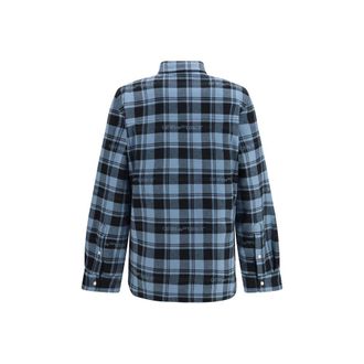 Off-white Check Flannel Padded Overshirt - Blue