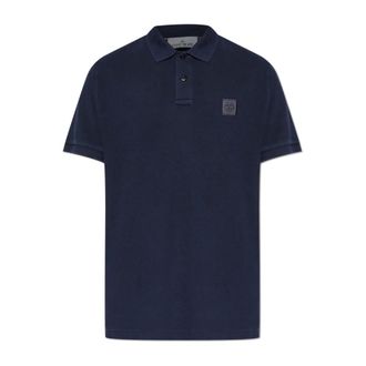 Stone Island Homme, Tops, Bleu, Taille: 2XL Polo avec &Eacute;cusson Logo