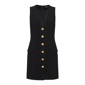 Balmain &Auml;rmelloses Kreppkleid - - Jackets - Damen - Schwarzk - M