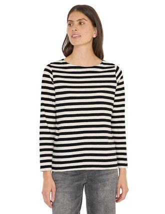 Cecil Gestreiftes Basic Shirt Black L