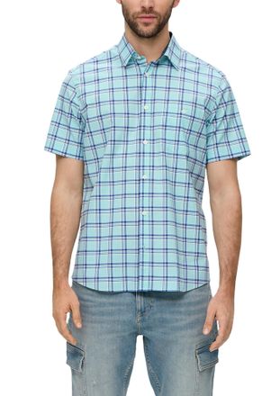 s.Oliver Regular: Gemustertes Kurzarmhemd mit Brusttasche