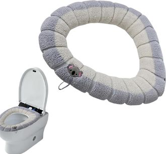Generic Weicher Toilettensitzbezug - waschbares Stoffkissen, Pl&uuml;sch-Badezimmerzubeh&ouml;r, Abnehmbarer Toilettendeckelbezug, Zuhause, Hotel, Toilette, Haushaltsko
