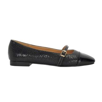 Dune London Lo Hibiski Schlangenmuster Riemchenschuhe f&uuml;r Damen, Flach (Schwarz)