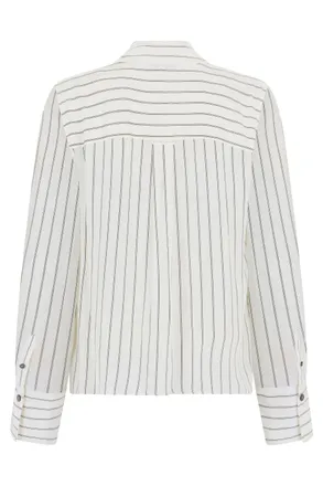 Veronica Beard Womens Shirt Long-Sleeve Striped Dove-Black Viscose Dove/black