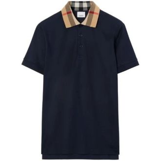 Burberry Vintage Check Polo mit Kontrastkragen - - Tops - Herren - Blau - S
