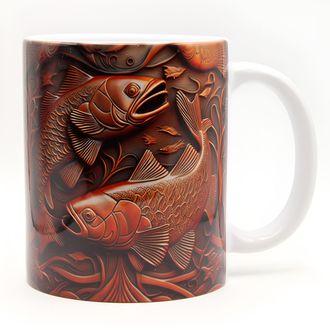 Generic Tasse mit Fischmotiv aus Holz geschnitzt, die ideale Tasse f&uuml;r Ihren perfekten Kaffee, kreative Tasse, einzigartige Tassen f&uuml;r unvergessliche Momente