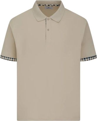 Aquascutum Homme, Tops, Beige, Taille: XL CC Stretch Piquet Sleeves Polo