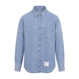 Thom Browne Herren, Shirts, Blau, LGr&ouml;&szlig;e