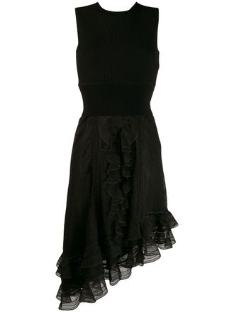 Alexander McQueen robe asym&eacute;trique &agrave; empi&egrave;cement en maille - Noir
