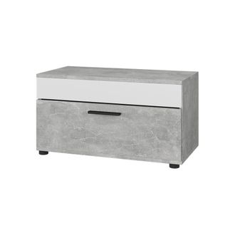 Vicco Wohnzimmerschrank Berno, Beton/Wei&szlig;, 70.8 x 38.9 cm mit Klappt&uuml;r