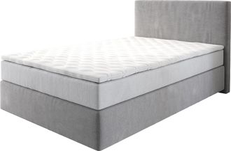 DELIFE Boxspringbett Dream-Well Mikrofaser Grau 120x200 cm mit TFK Matratze und Visco Topper