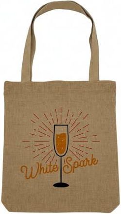 Fabulous Sac Shopping Tote Bag Aspect Lin - White Spark Wine Lifestyle - Sac de Courses Toile Epaisse 360g Beige Naturel Cabas Port&eacute; Epaule Solide Imprim&eacute; en F