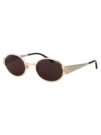 Gucci GG1854S Oval Metal Frame Sunglasses - Gold