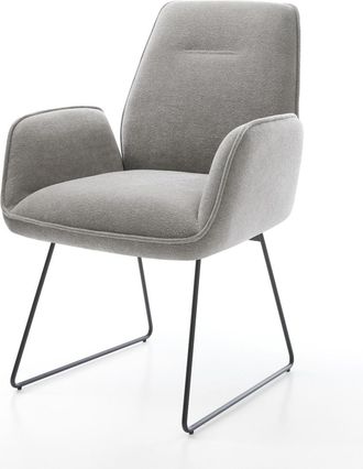 DELIFE Esszimmerstuhl Zoa-Flex Strukturstoff Soft Grau Kufengestell Schwarz Taschenfederkern, Esszimmerstühle