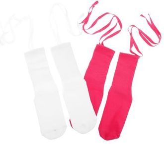 Garneck Chaussettes de Yoga Antid&eacute;rapantes &agrave; Brides -Mollet Lot de 2 Paires Blanc et Rose Fuchsia Tissu Respirant et Maintien Ajustable pour Pilates Danse et 