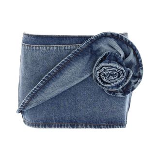 Magda Butrym Verdrehte Blumen-Denim-Minirock - - Skirts - Damen - Blau - S