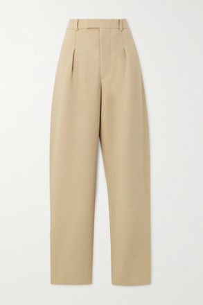 Wardrobe.NYC Pantalon Large En Cr&ecirc;pe De Laine &Agrave; Plis X Hailey Bieber - Marron