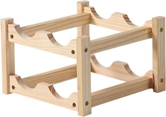 BESPORTBLE SHINEOFI Doppelst&ouml;ckiges Weinregal aus Holz Platzsparender Weinpr&auml;sentationsst&auml;nder f&uuml;r 4 Flaschen Kompaktes Rotweinaufbewahrungsregal f&uuml;r Zuhause Bar