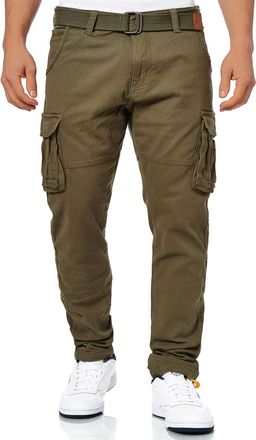 Indicode Herren Mathen Cargohose aus 98% Baumwolle inkl. G&uuml;rtel | Cargo Hose f&uuml;r M&auml;nner Army, XXL