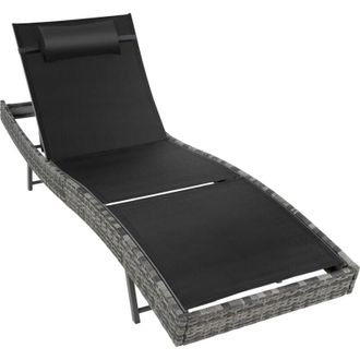 TecTake Tectake - Bain de soleil en rotin r&eacute;sistant et anti-UV dossier r&eacute;glable sur 6 positions