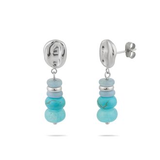 Tamaris Ohrring - Ohrringe aus Edelstahl mit bunten Natursteinen - Silber - 3,1 cm - wasserfest & hautfreundlich