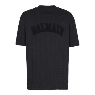 Balmain Homme, Tops, Noir, Taille: L T-shirt Terry Monogramme