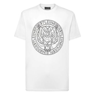 Plein Sport Homme, Tops, Blanc, Taille: 2XL T-Shirt Col Rond MC Tiger