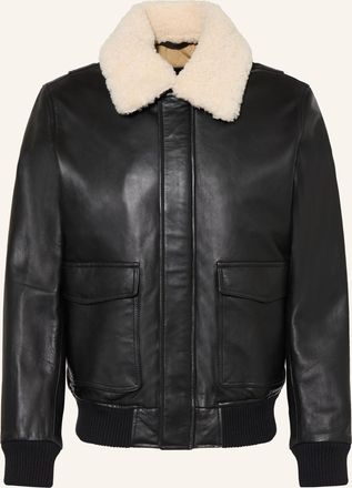 Milestone Lederblouson Msalfio Mit Abnehmbarem Kragen schwarz