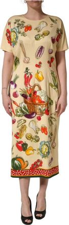 Dolce & Gabbana Femme, Robes, Multicolore, Taille: 34 FR Fruit Polka Dot Sheath Silk Midi Dress