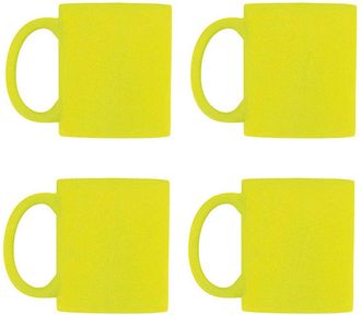 eBuy GB Leuchtende Fluoreszierende Tasse für Tee und Kaffee, Keramik, gelb, 4 Stück