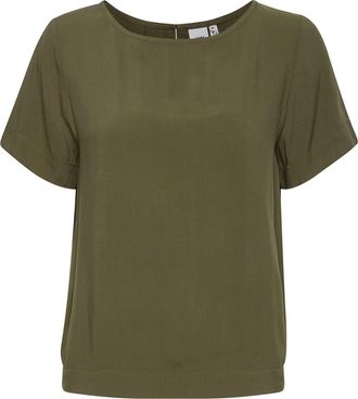 Ichi IHMAIN SS Damen Kurze Bluse Kurzarm Klassische Rundhalsbluse mit Knopfverschluss hinten Viskose-Bluse zertifizierte EcoVero Viskose Regular Fit, Gr&ouml;&szlig;e