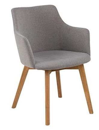 AC Design Furniture Kim Carver Esszimmerstühle, B: 62 x T:59 x H: 80 cm, Hellgrau/Eiche, Stoff, 2 Stk