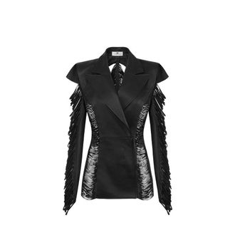 Elisabetta Franchi Damen, Jacken, Schwarzk, MGr&ouml;&szlig;e