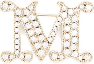 Max Mara Femme, Accessoires, Jaune, Taille: ONE Size Broche Monogramme Orn&eacute;e de Cristaux