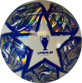 adidas Adidas Unisex-Fu&szlig;ball f&uuml;r Erwachsene, UCL-Training-Hologramm, Metallic-Silber/Wei&szlig;/Gloria-Blau, 5